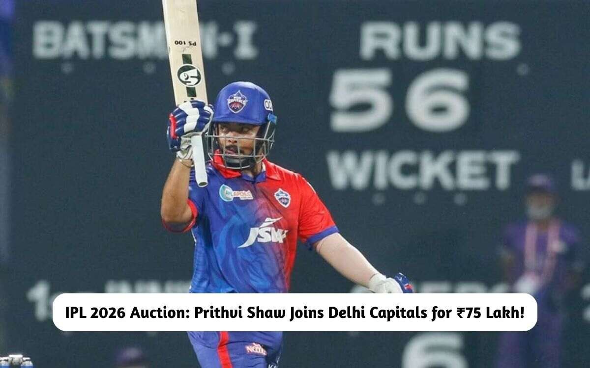 IPL 2026 Auction: Prithvi Shaw Joins Delhi Capitals Again for ₹75 Lakh ...